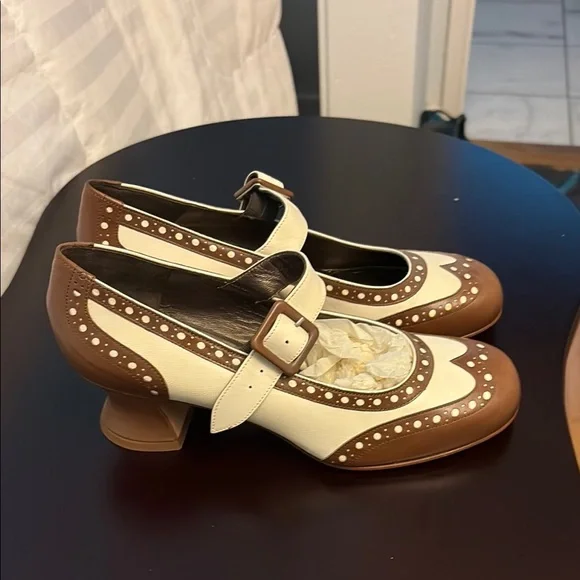 Shoes | Peter Fox Vintage Italian Shoes Brown And Cream Mary Jane Shoes ...